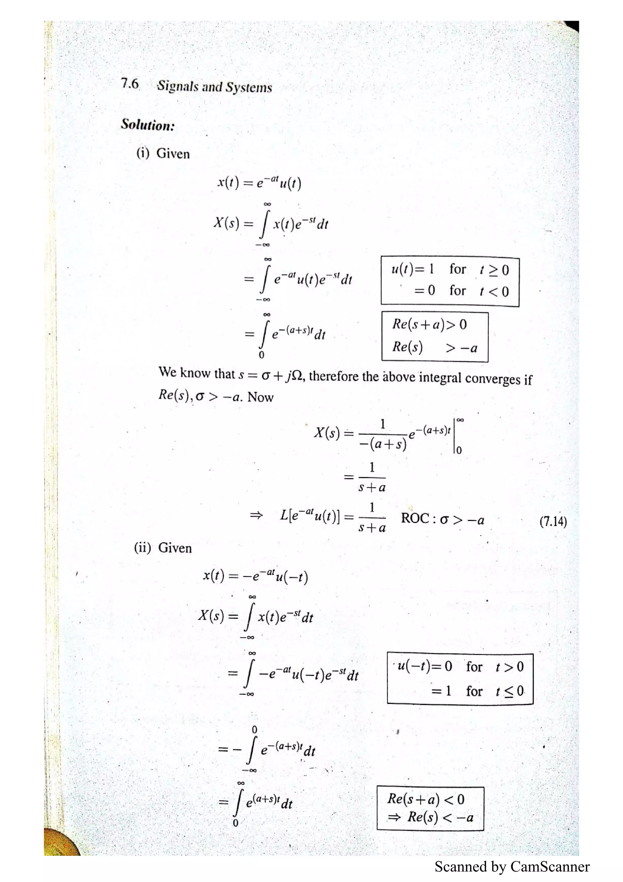 EC202 SIGNALS & SYSTEMS LAPLACE transform NOTES | PDF