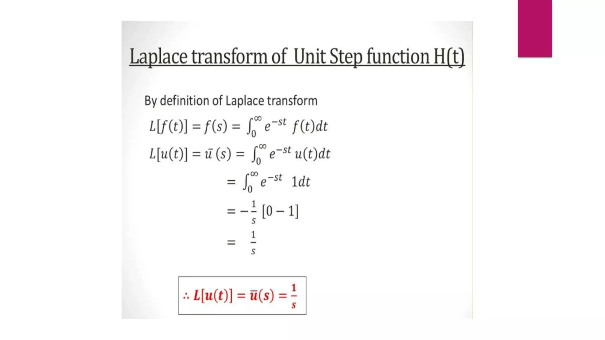 Laplace Transform Of Heaviside’s Unit Step Function.pptx | Physics | Science