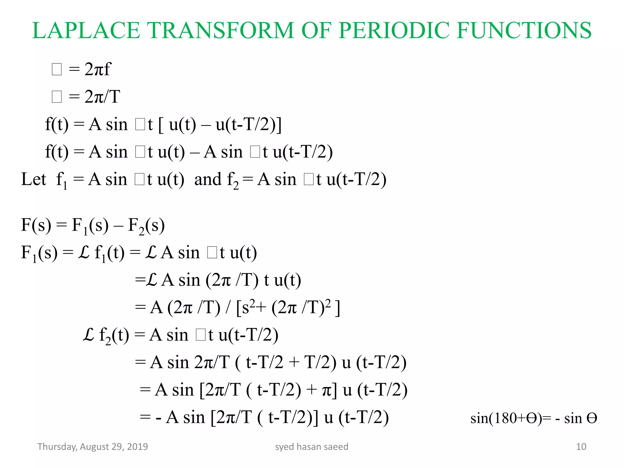 Laplace transform of periodic functions | PDF