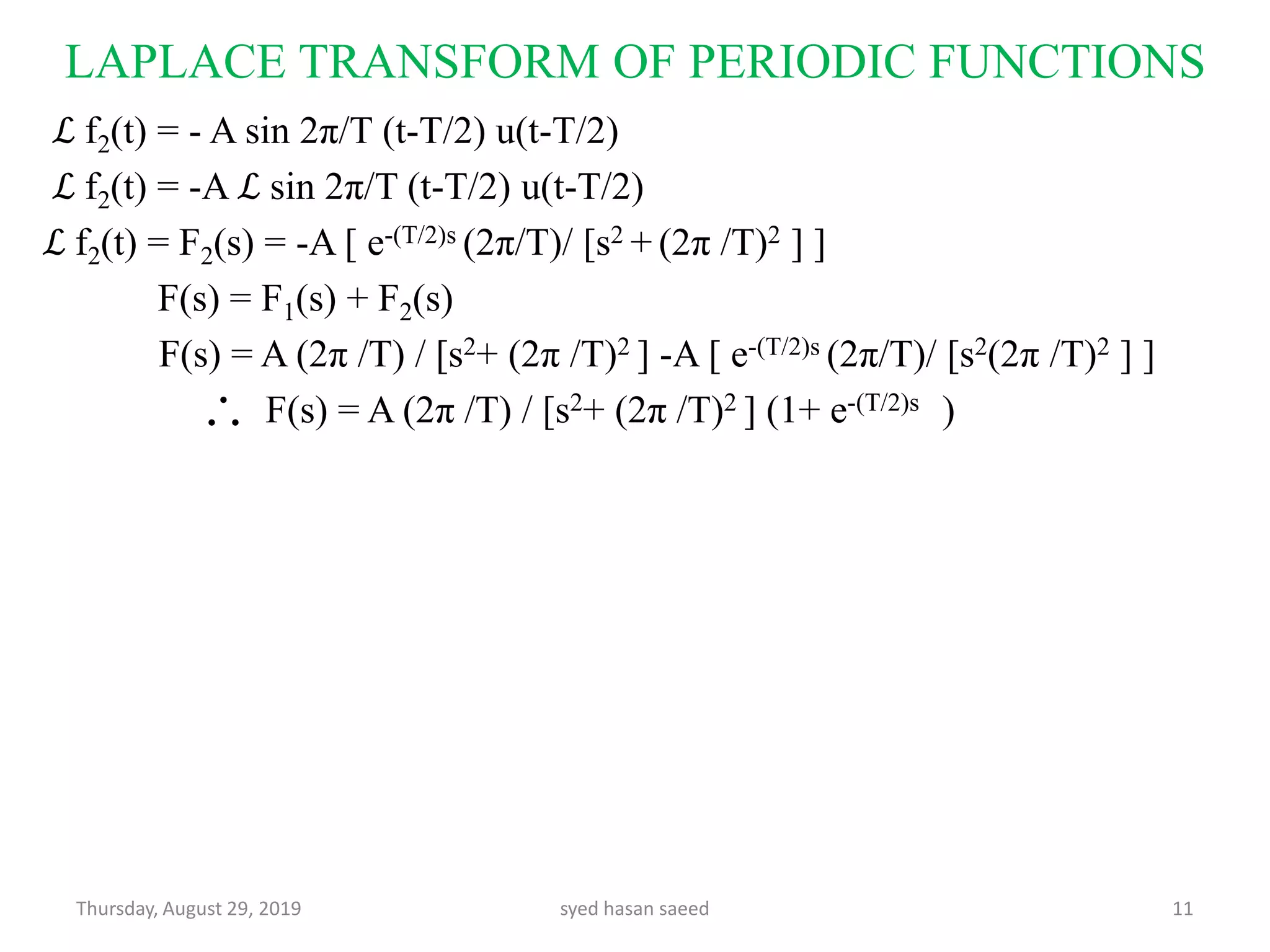 Laplace transform of periodic functions | PDF