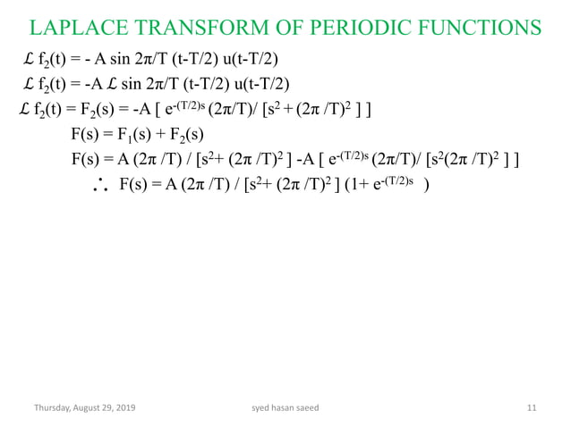 Laplace transform of periodic functions | PDF | Physics | Science