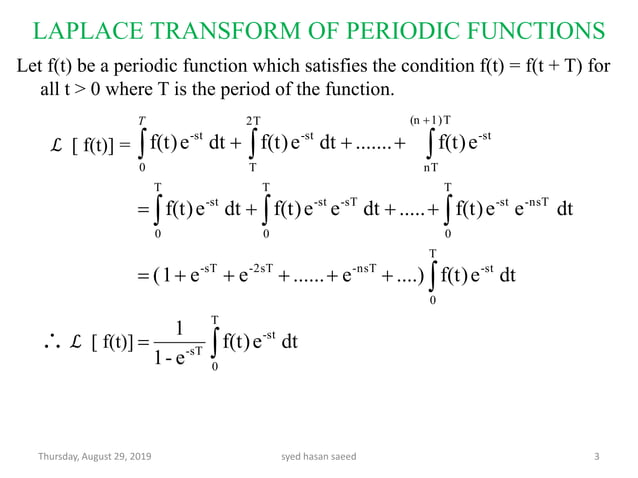 Laplace transform of periodic functions | PDF | Physics | Science