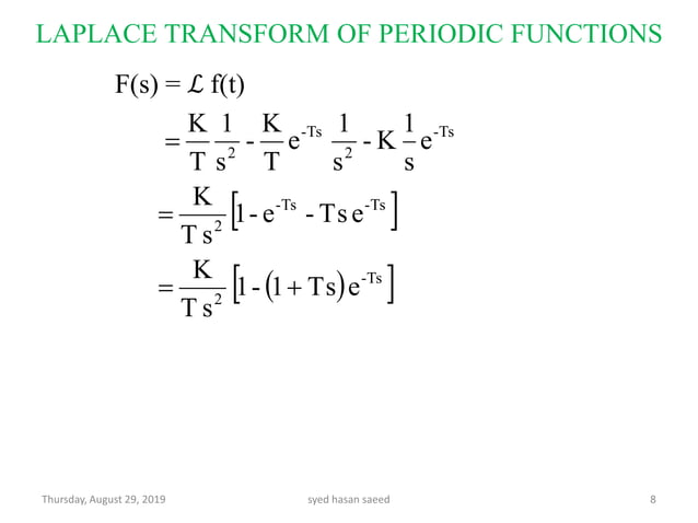 Laplace transform of periodic functions | PDF | Physics | Science