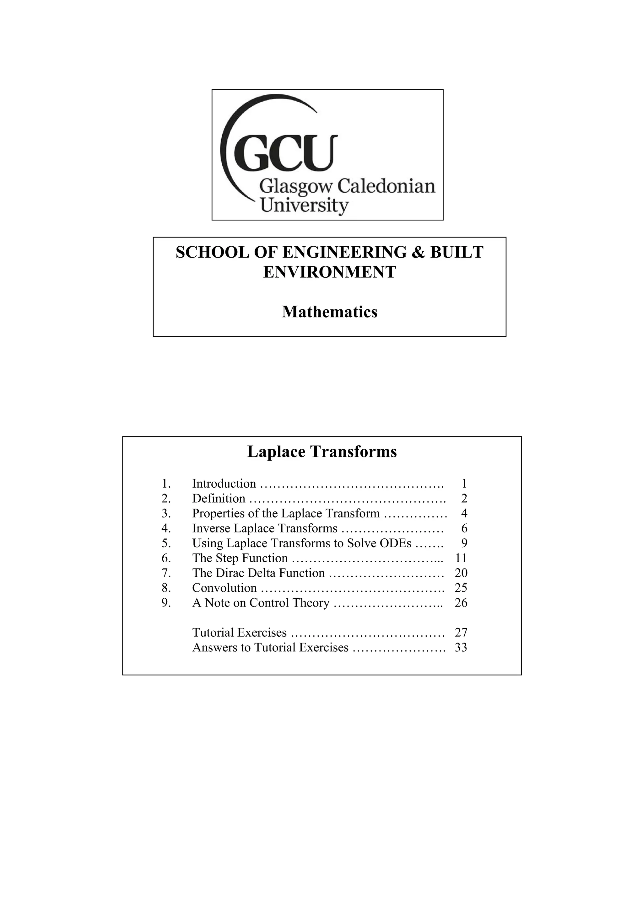 Laplace transforms | PDF