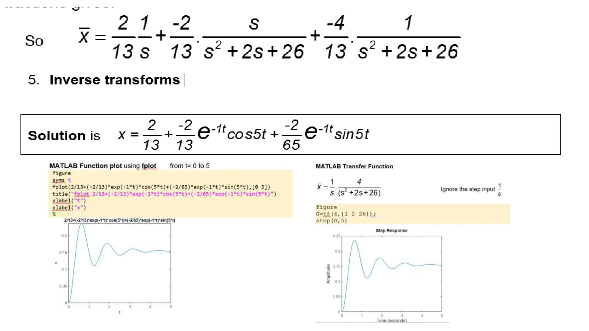 Laplace Transforms 2 With Use Of Matlab Pptx
