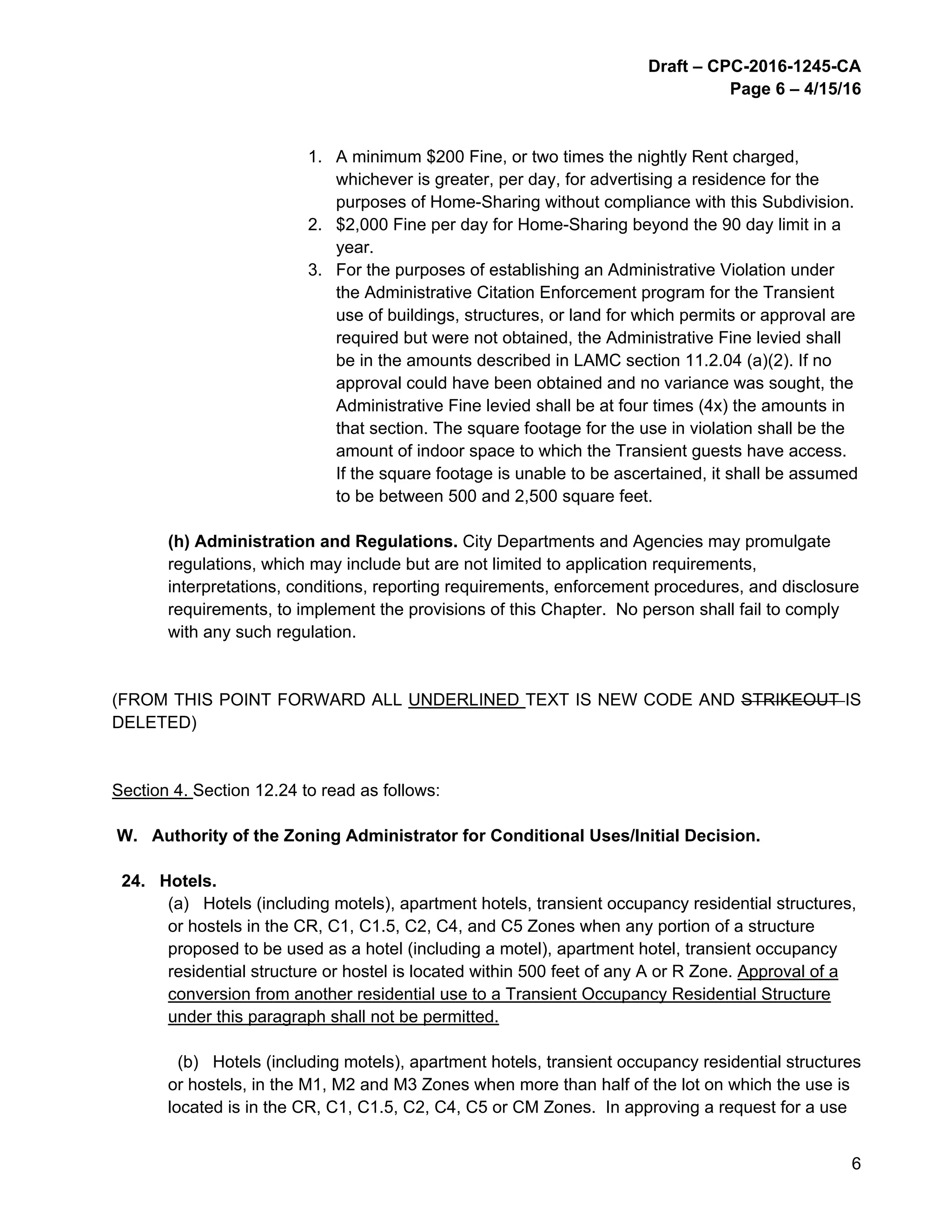 La planning dept. home sharing ordinance draft #1 4 15-16 | PDF