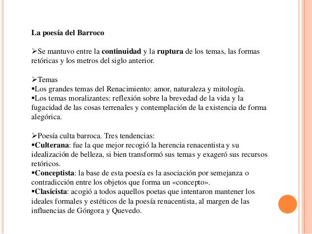 Caracteristicas De Poesia Del Barroco Prodesma