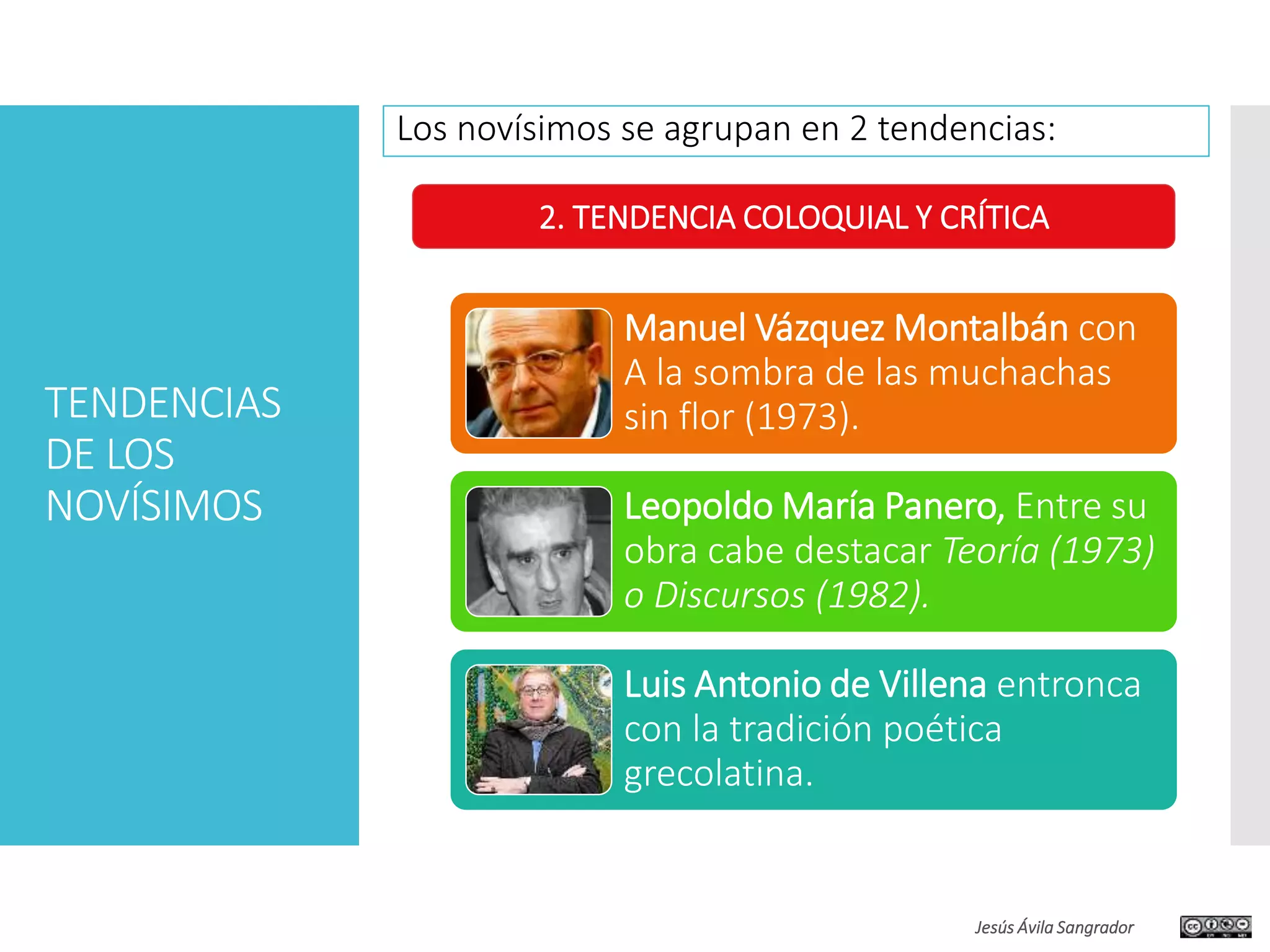 La poesia desde los novisimos a la actualidad | PPTX