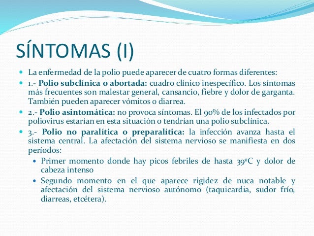 Poliomielitis Causas Sntomas Y Tratamiento