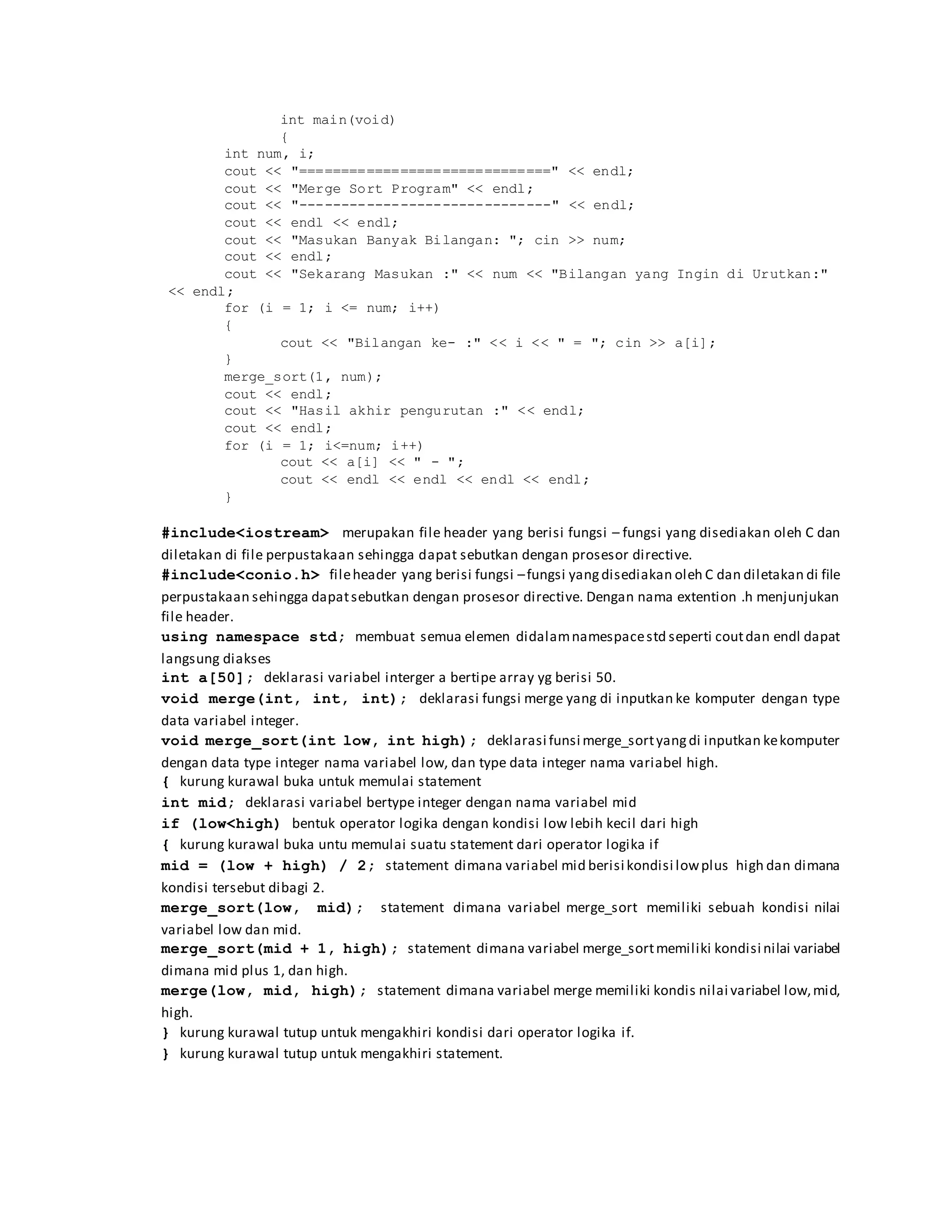 Lapopran praktikum struktur data pertemuan 3 Merge_Sort | DOCX