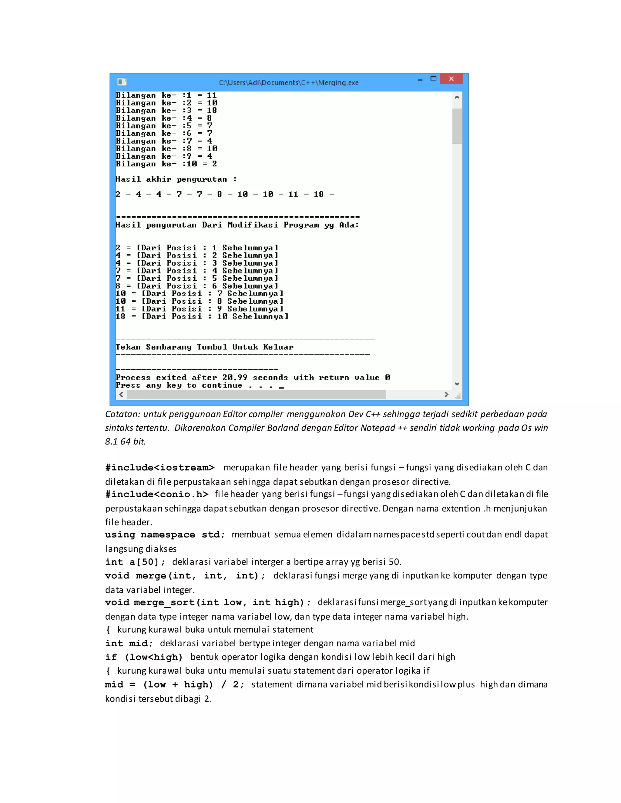 Lapopran praktikum struktur data pertemuan 3 Merge_Sort | DOCX