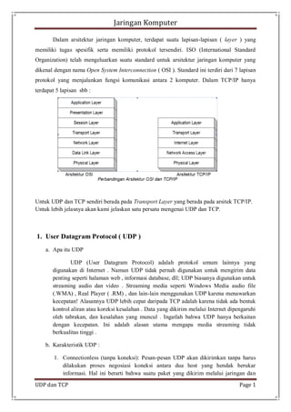 Transport Layer: Protocol UDP dan Protocol TCP | PDF