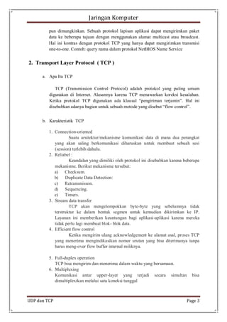 Transport Layer: Protocol UDP dan Protocol TCP | PDF