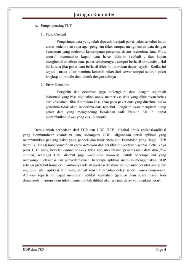 Transport Layer: Protocol UDP dan Protocol TCP | PDF