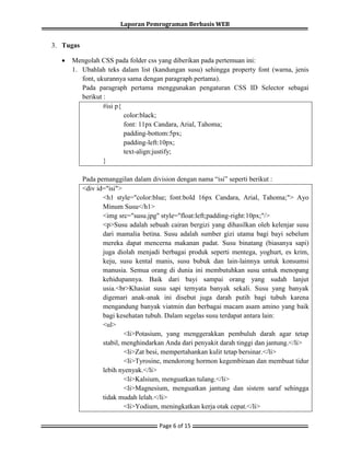 Laporan Pemrograman Berbasis Web Tugas 4 Cascading Style Sheets | PDF
