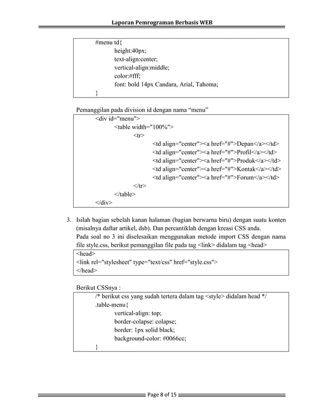 Laporan Pemrograman Berbasis Web Tugas 4 Cascading Style Sheets | PDF ...
