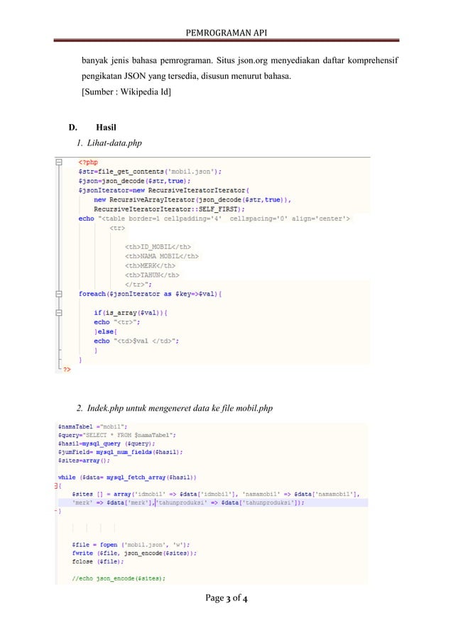 Laporan Pemrograman API JSON | PDF
