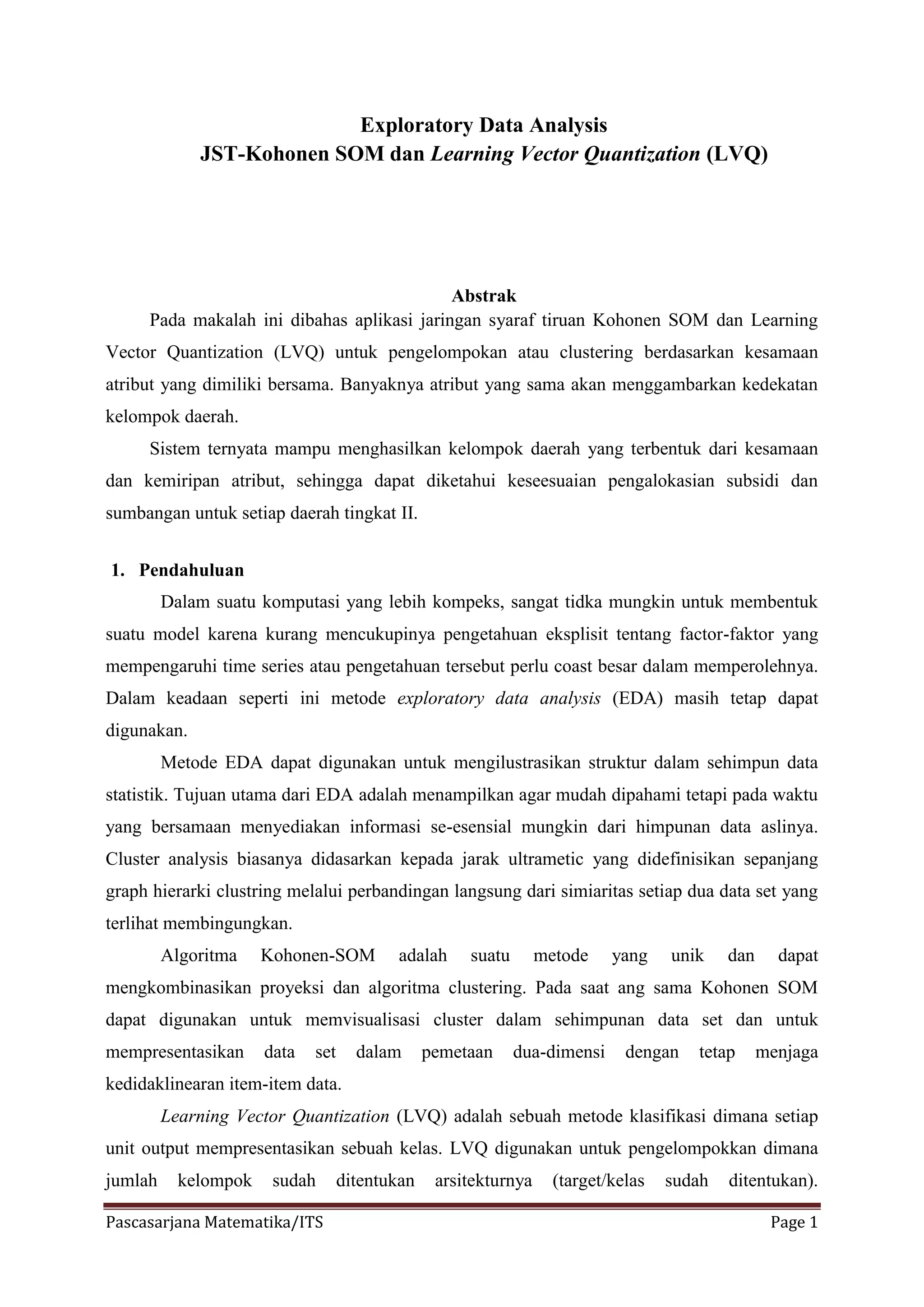Kohonen SOM dan Learning Vector Quantization (LVQ) | PDF