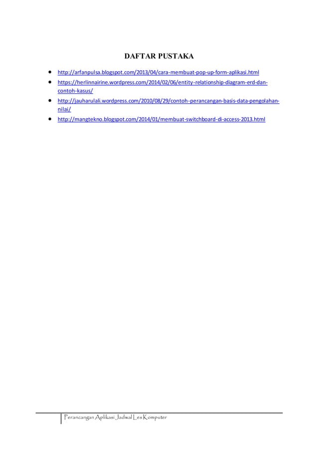 Laporan aplikasi perancangan database sederhana | DOCX