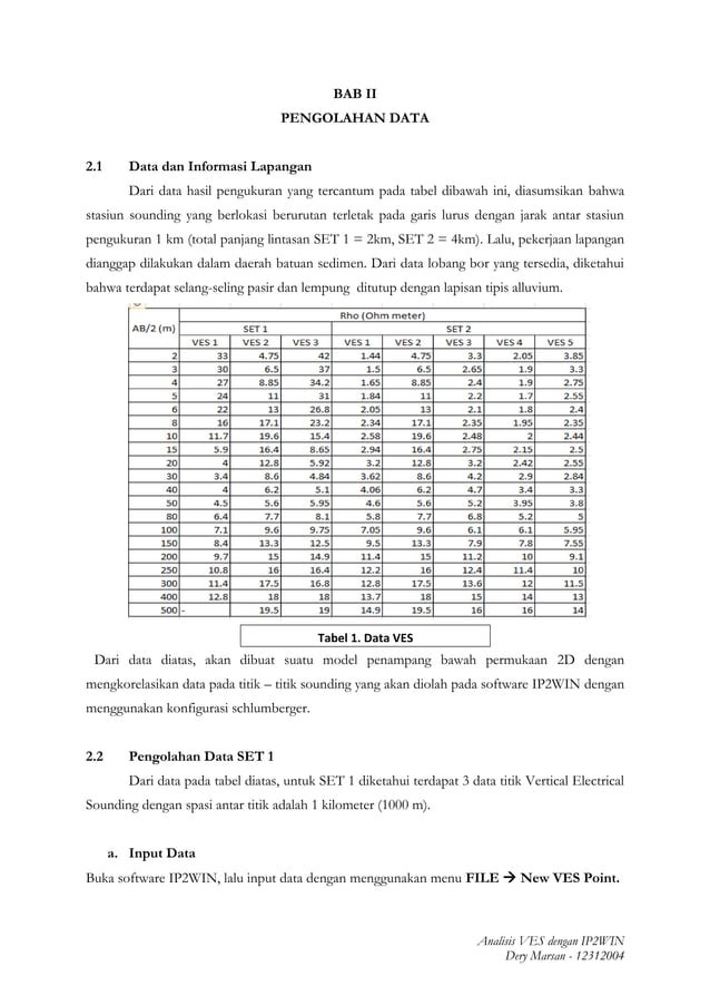 Analisis VES Resistivity dengan IP2WIN | PDF