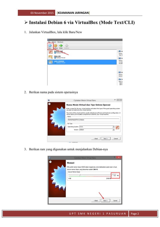 Instalasi Debian 6 (Squeeze) dan konfigurasi firewall via VirtualBox | PDF