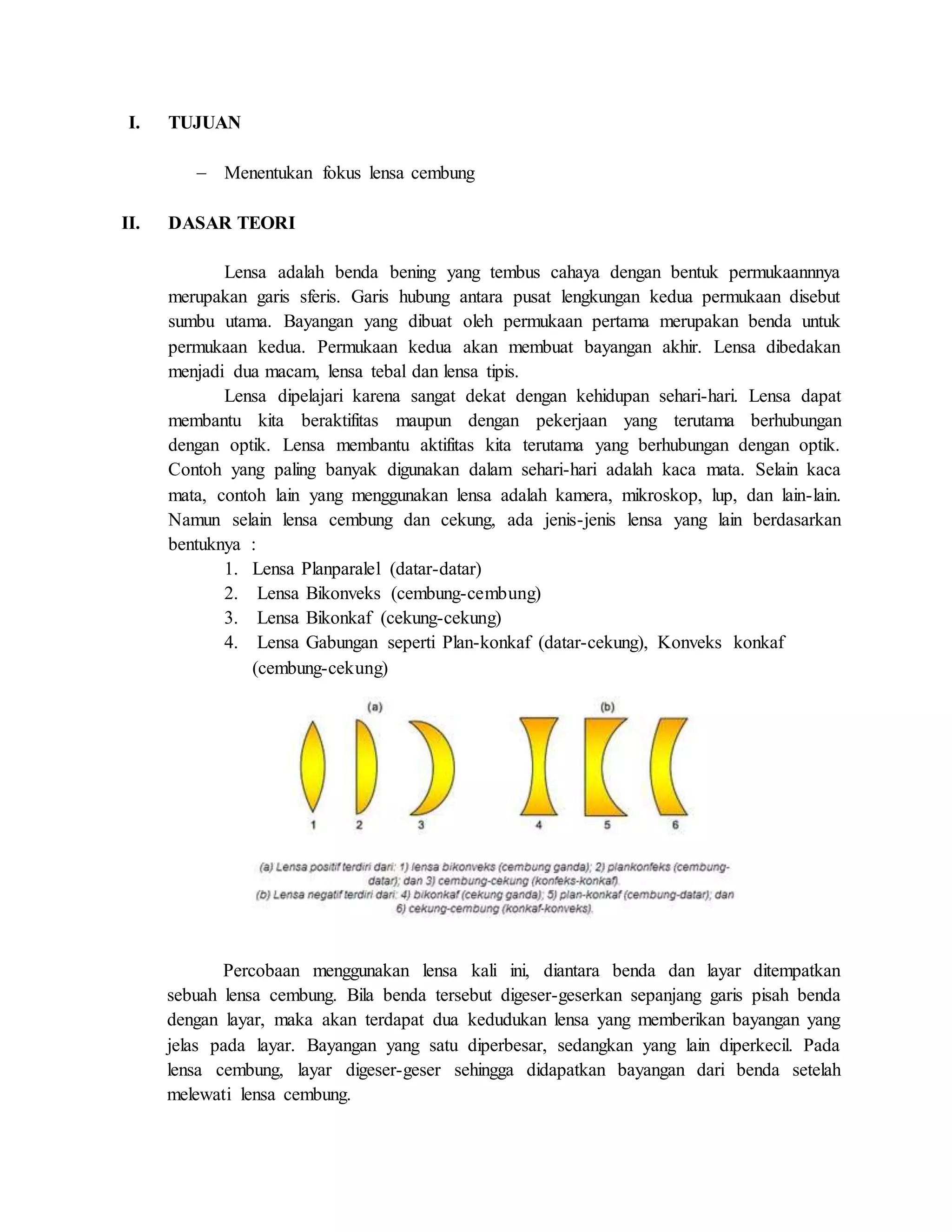 Mengukur Fokus Lensa Cembung | PDF