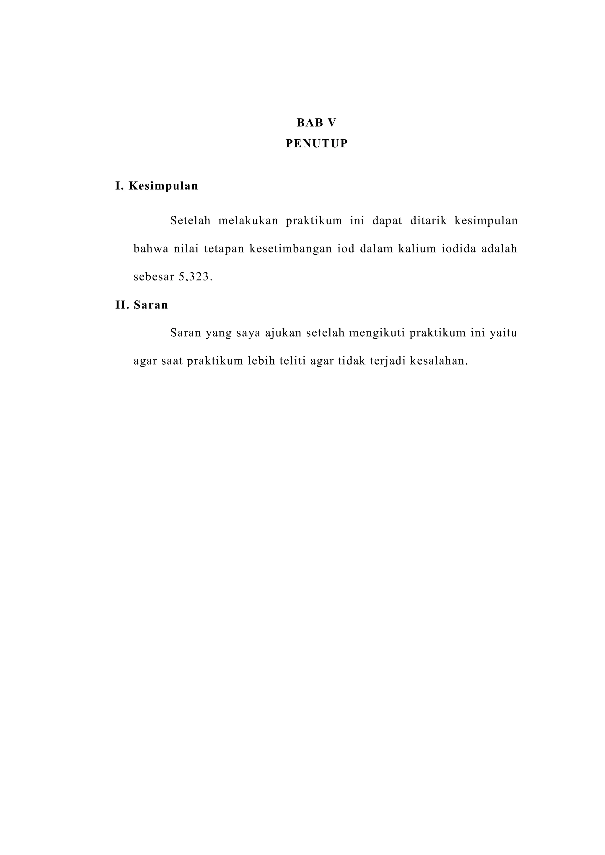 Laporan praktikum kesetimbangan kimia | DOCX