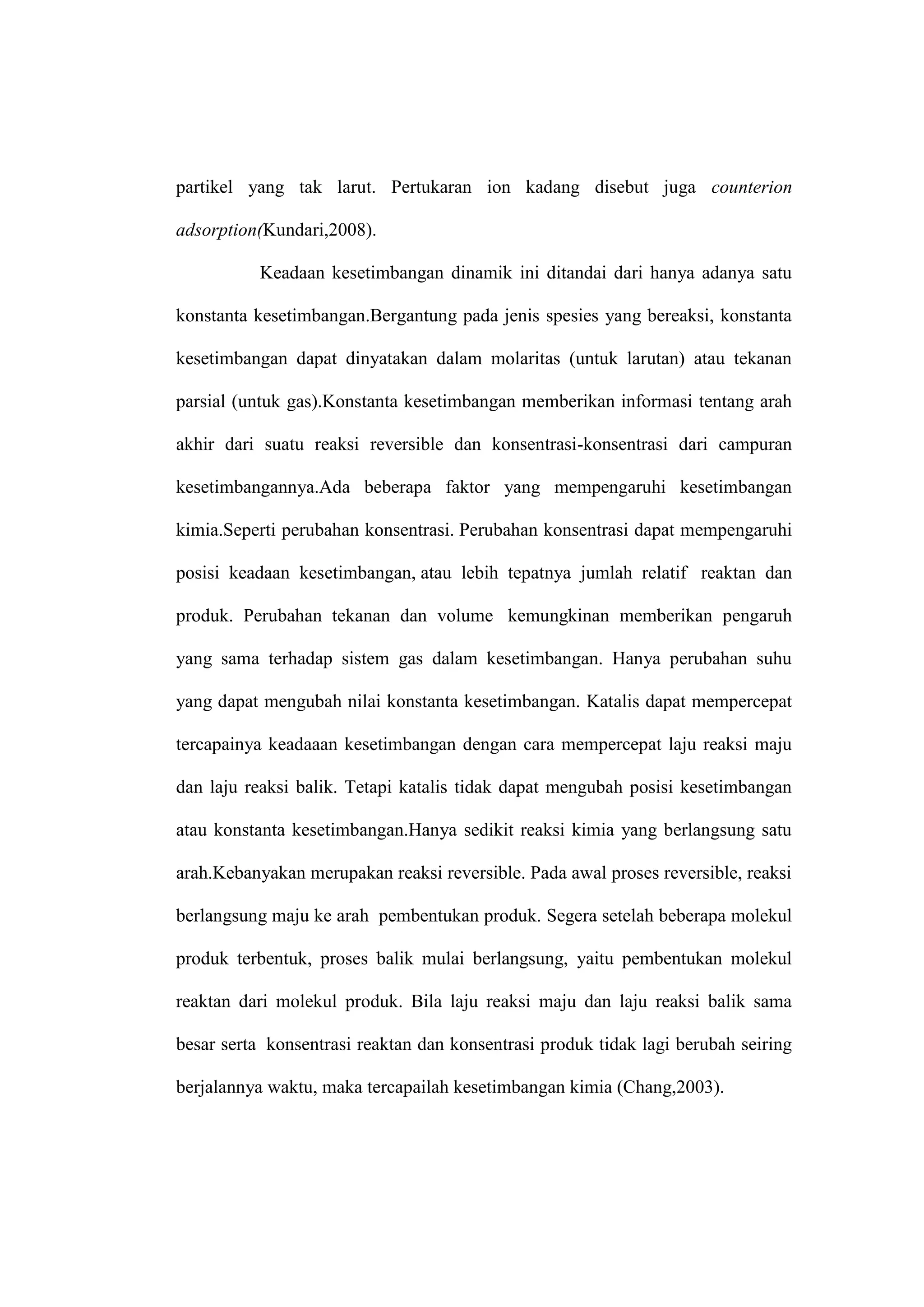 Laporan praktikum kesetimbangan kimia | DOCX