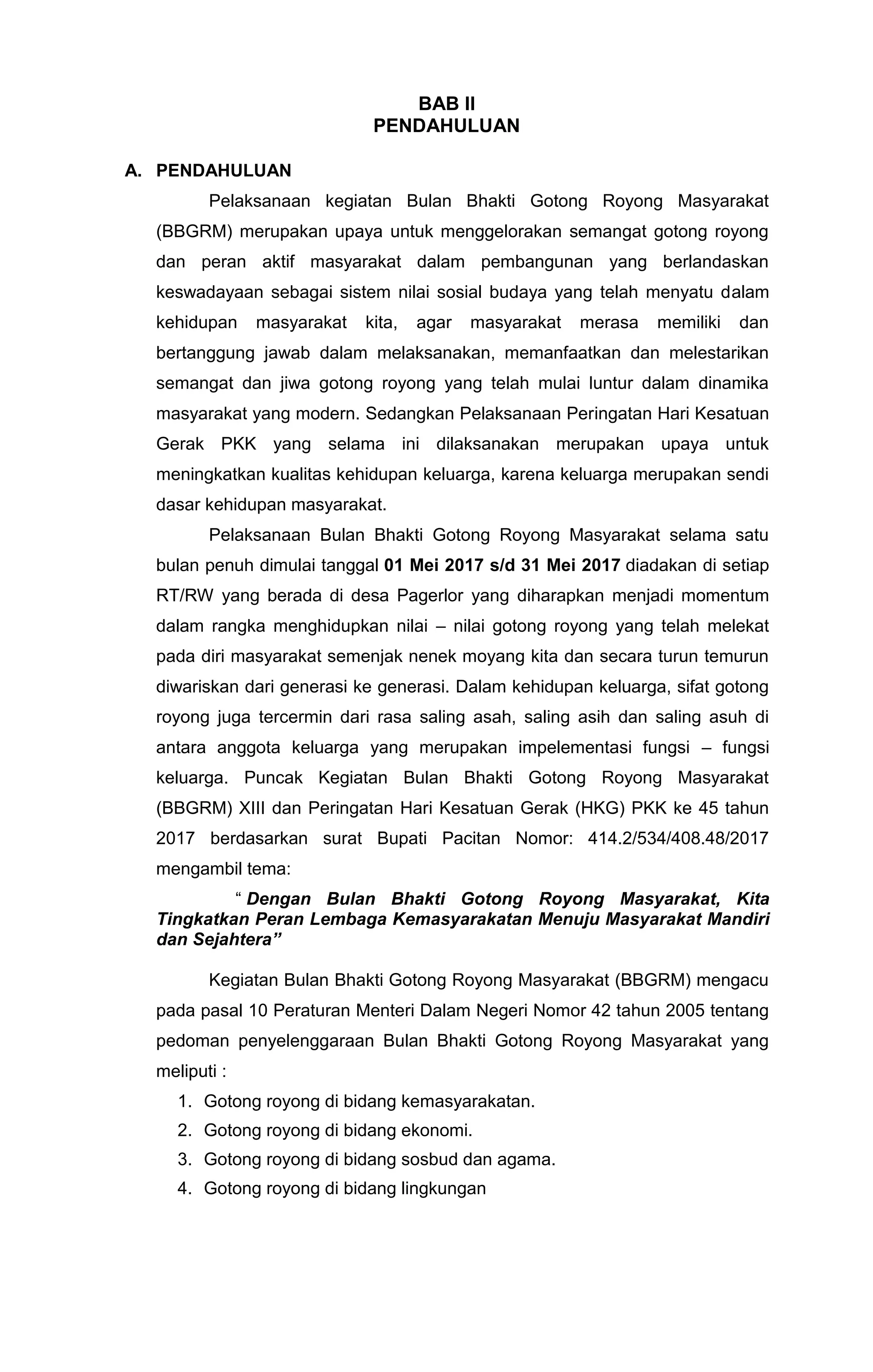 Laporan. kegiatan bulan bhakti gotong royong masyarakat (bbgrm) ke xiv tema | PDF
