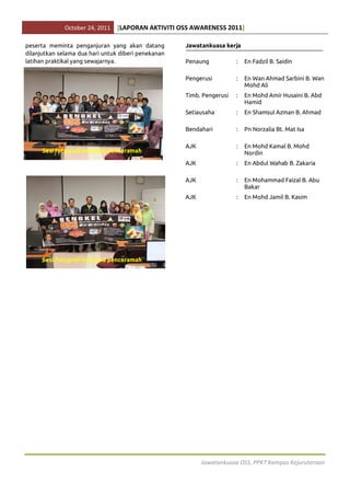 Laporan aktiviti oss awareness 2011 | PDF