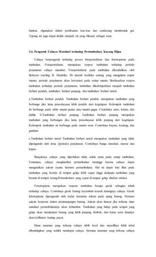 Laporan biologi perkecambahan kacang hijau dengan faktor cahaya | DOC