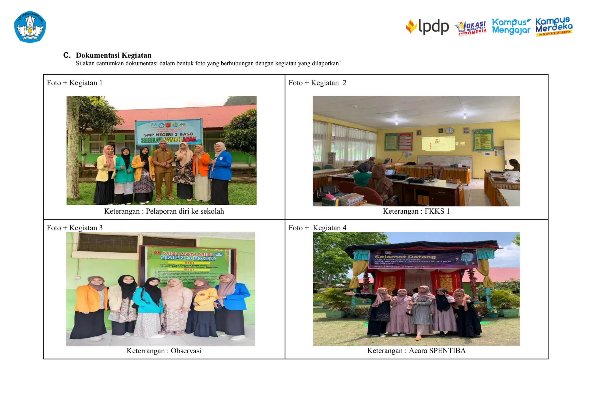 Contoh Laporan Bulanan Kampus Mengajar Angkatan 7 | PDF