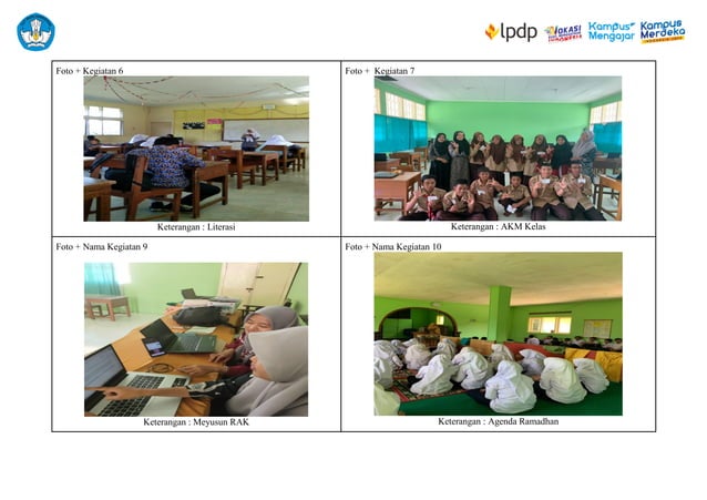 Contoh Laporan Bulanan Kampus Mengajar Angkatan 7 | PDF