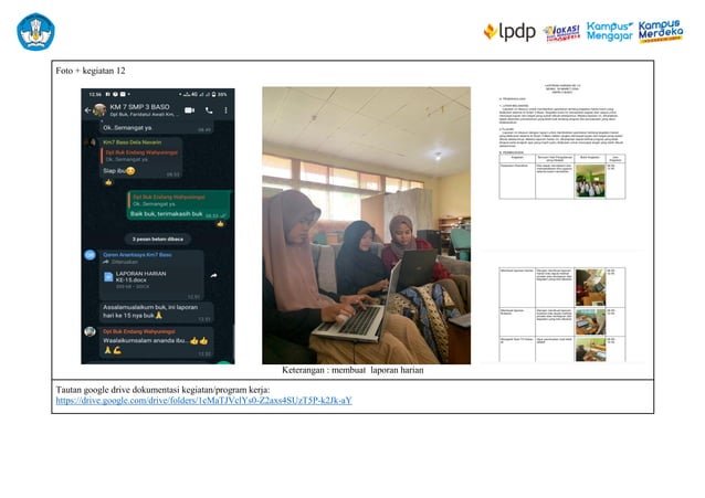 Contoh Laporan Bulanan Kampus Mengajar Angkatan 7 | PDF