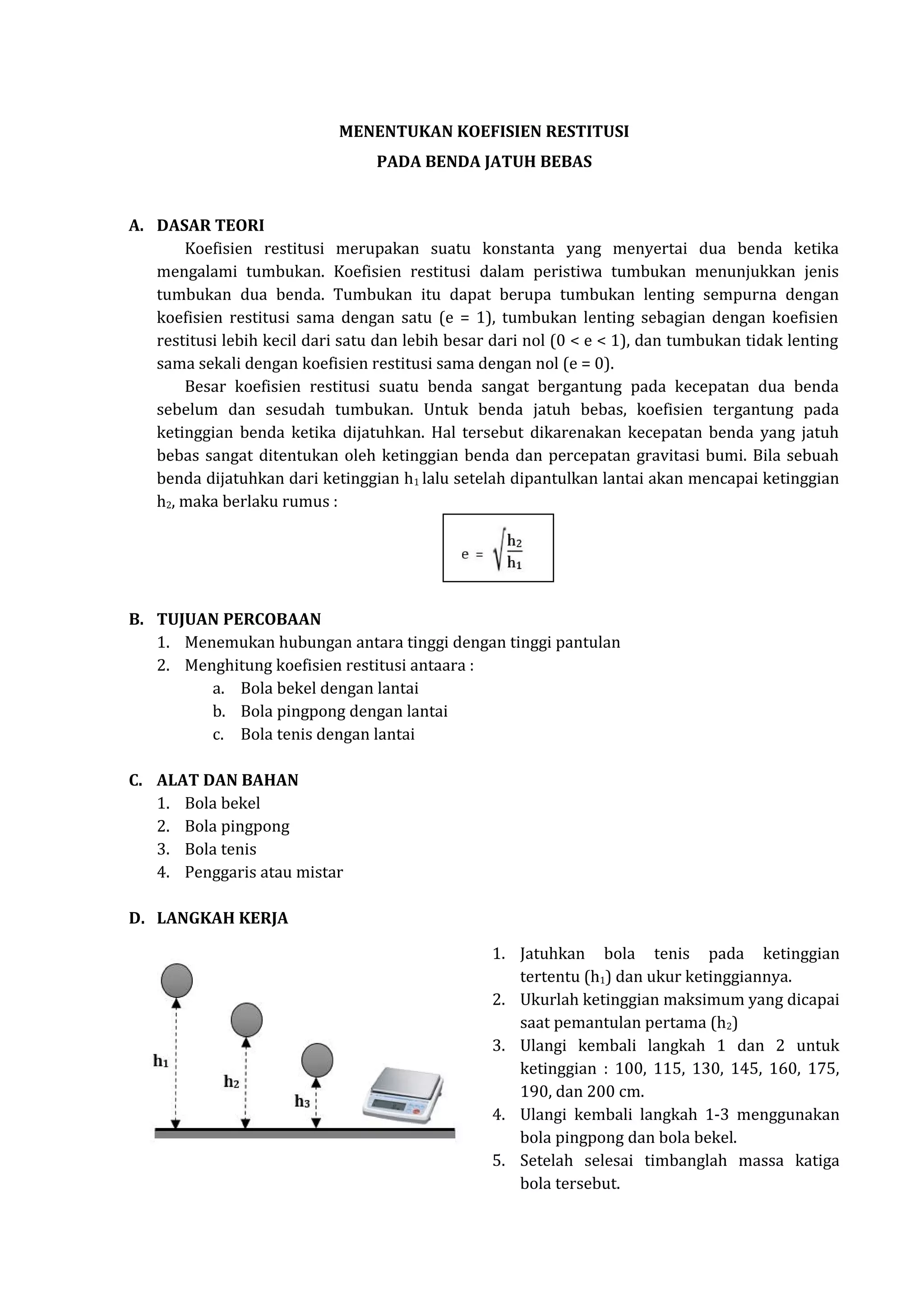 Laporan fisika menentukan restitusi | DOC