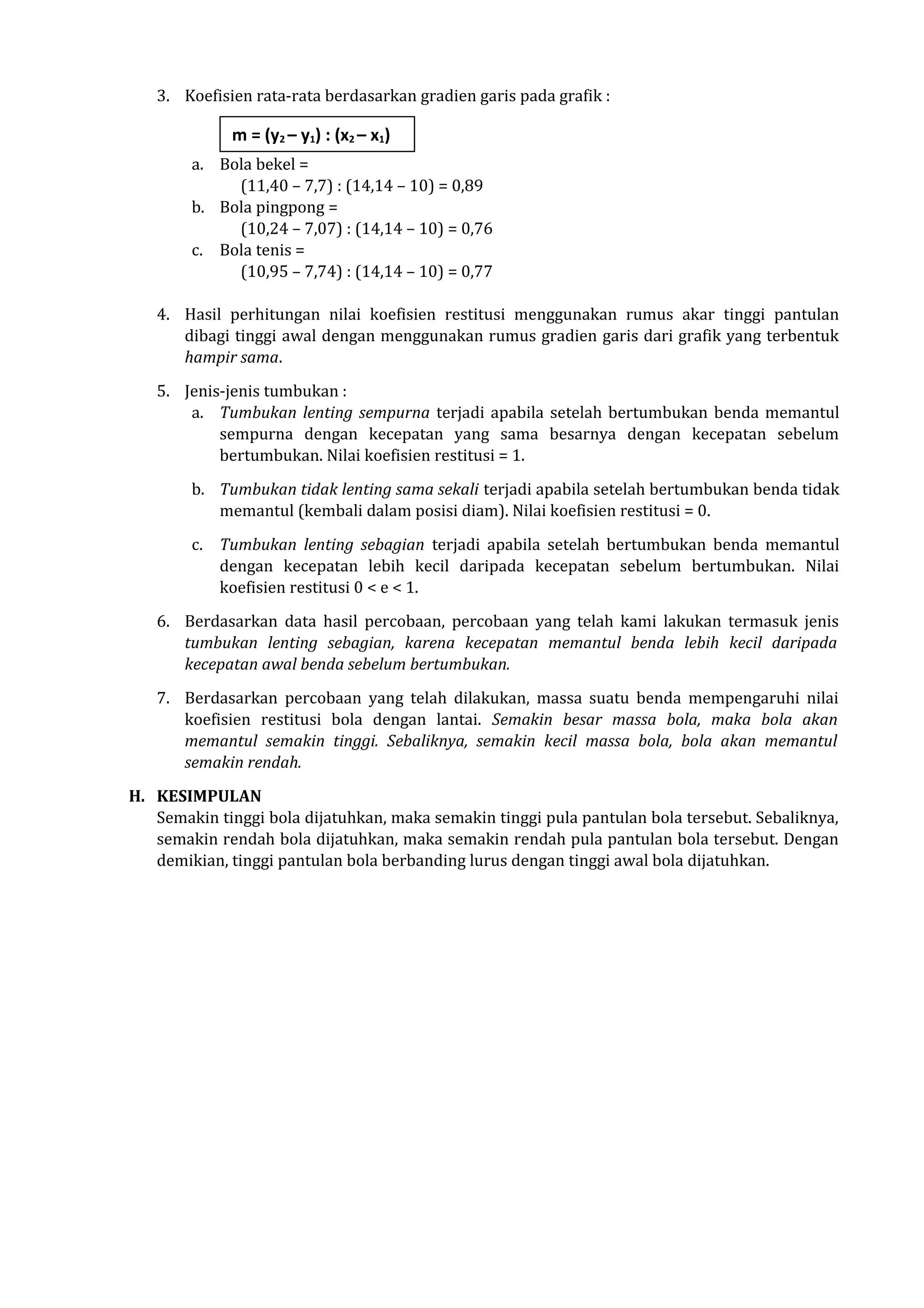 Laporan fisika menentukan restitusi | DOC