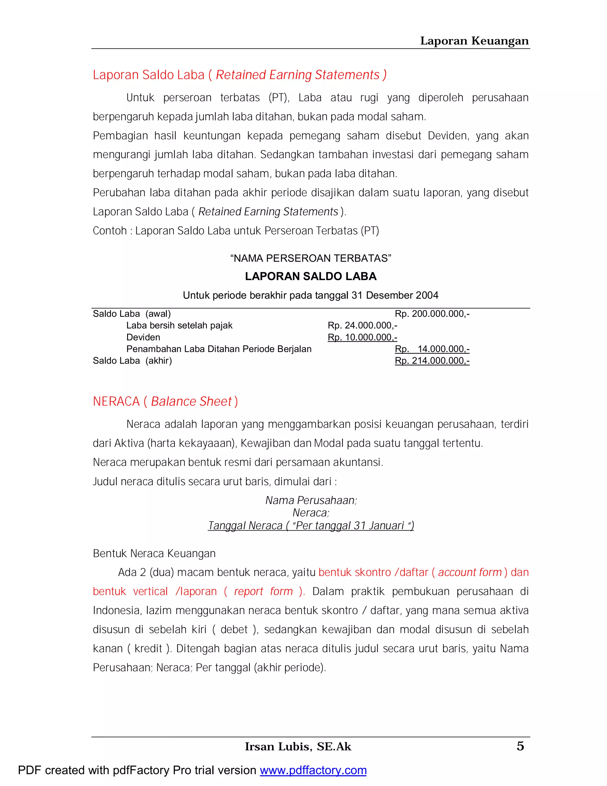 Laporan keuangan | PDF