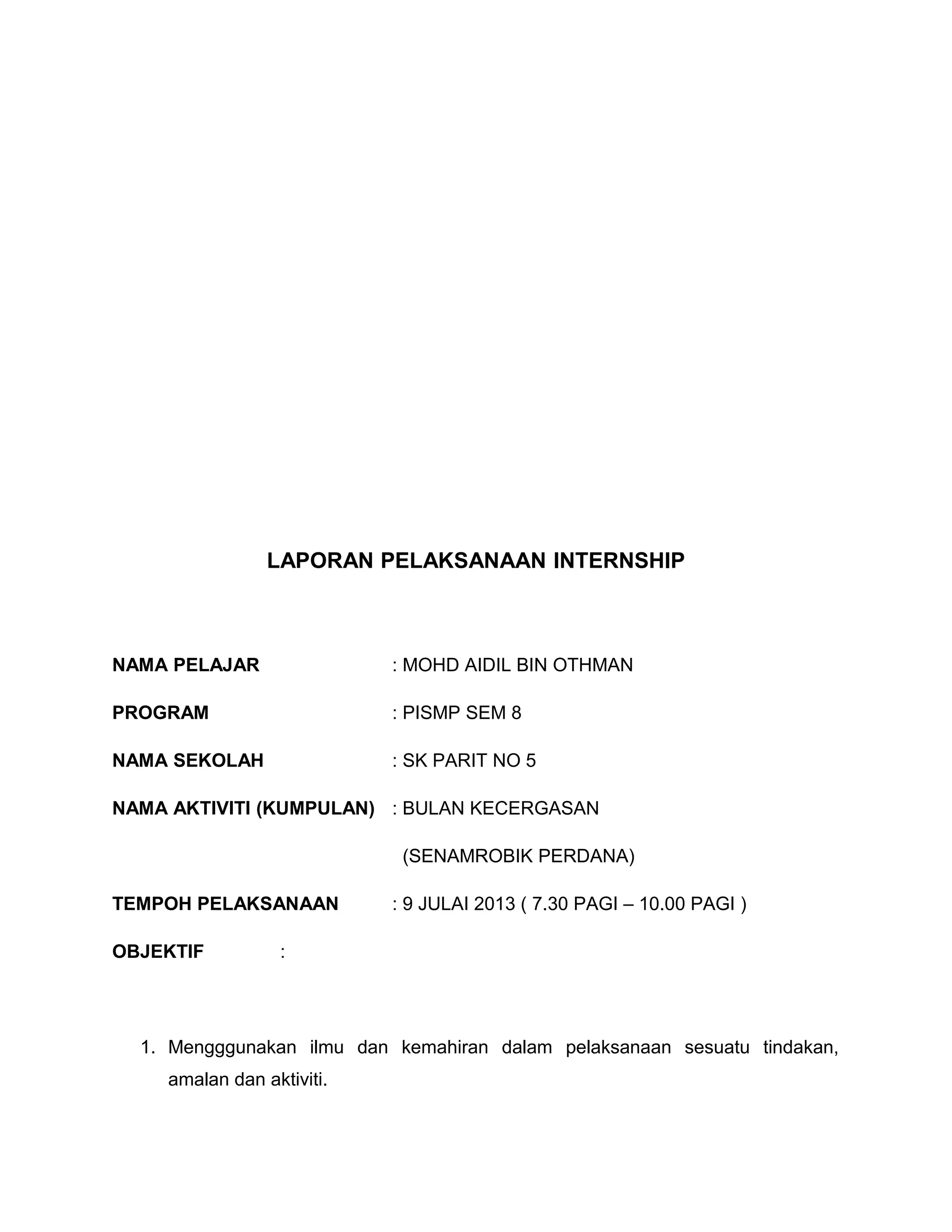 Laporan pelaksanaan-internship | DOC