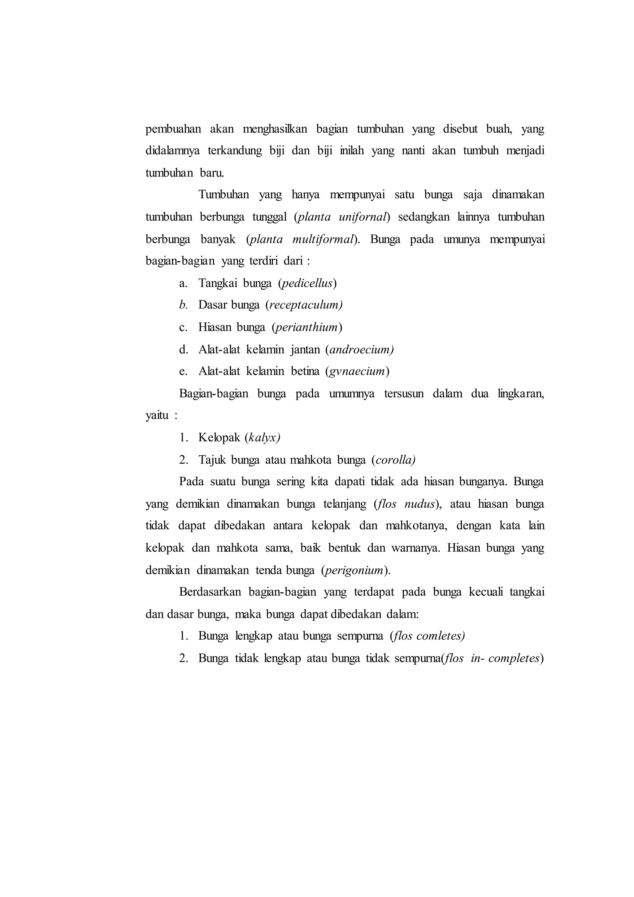 Laporan praktikum 5 bunga tunggal (morfologi tumbuhan) | DOCX