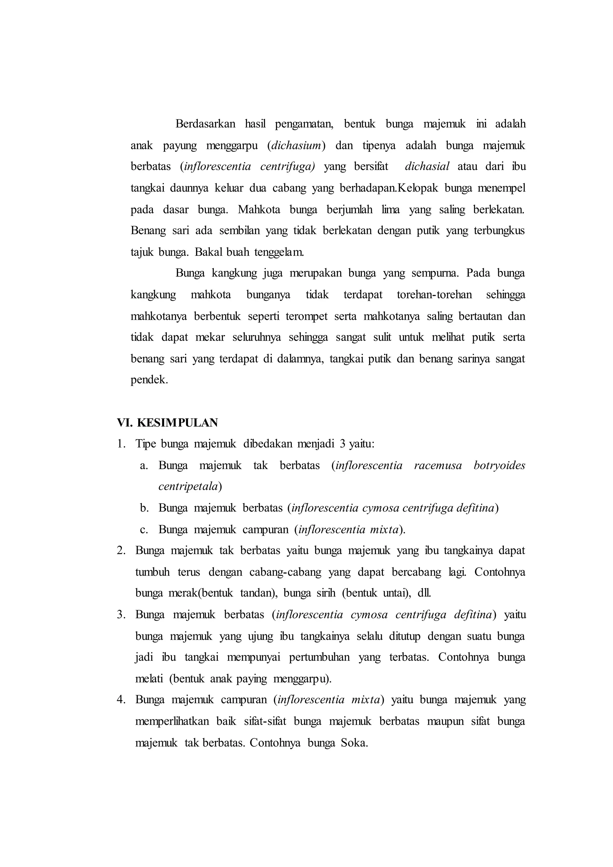 Laporan praktikum 6 bunga majemuk (morfologi tumbuhan) | DOCX