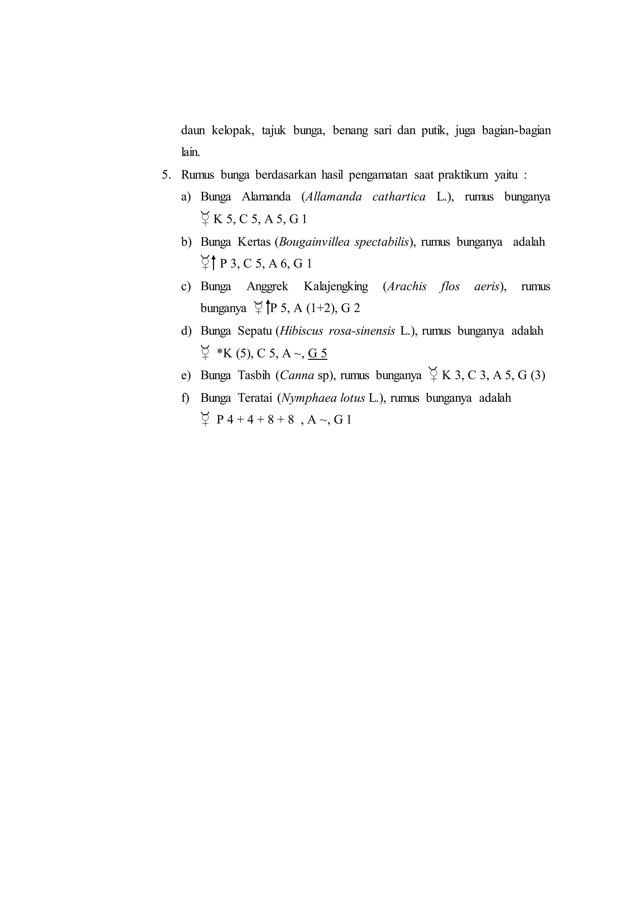 Laporan praktikum 7 rumus bunga dan diagram bunga (morfologi tumbuhan ...