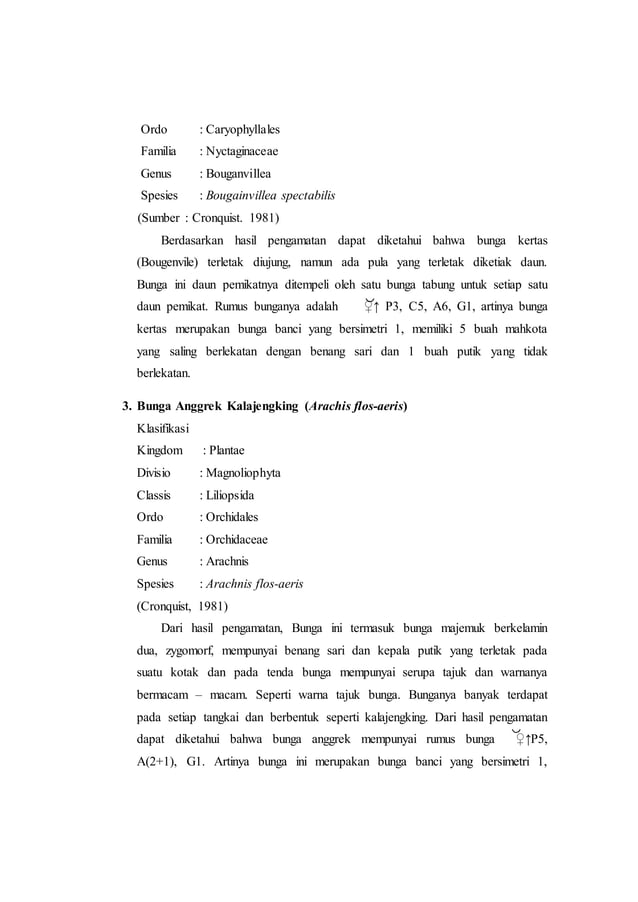 Laporan praktikum 7 rumus bunga dan diagram bunga (morfologi tumbuhan) | DOCX