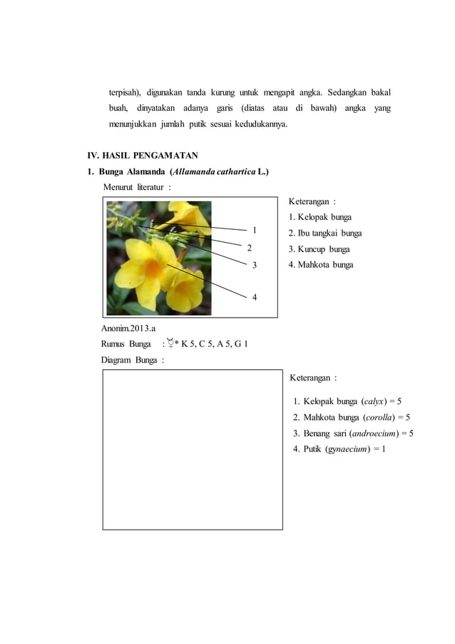 Laporan praktikum 7 rumus bunga dan diagram bunga (morfologi tumbuhan) | DOCX