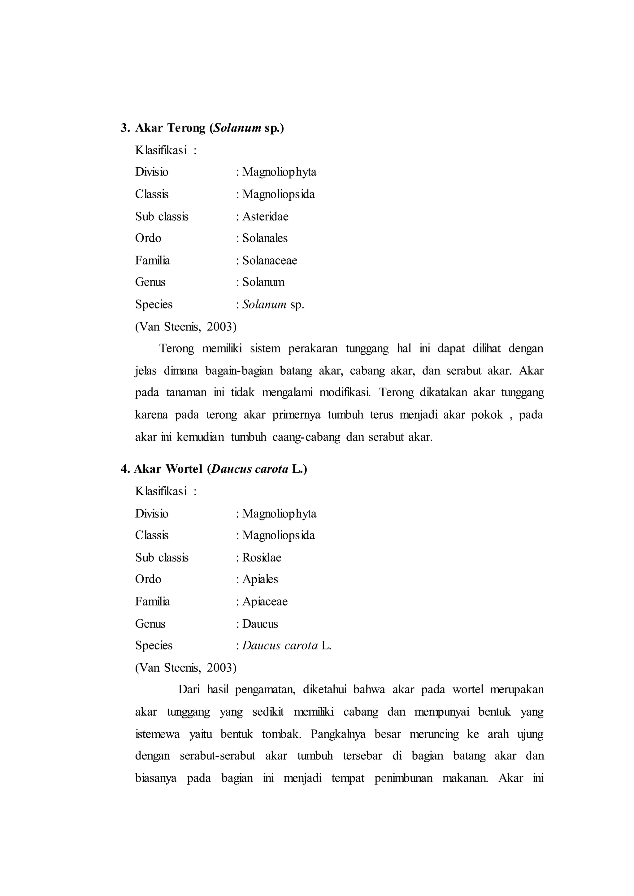 Laporan praktikum 8 akar dan modifikasinya (morfologi tumbuhan) | DOCX