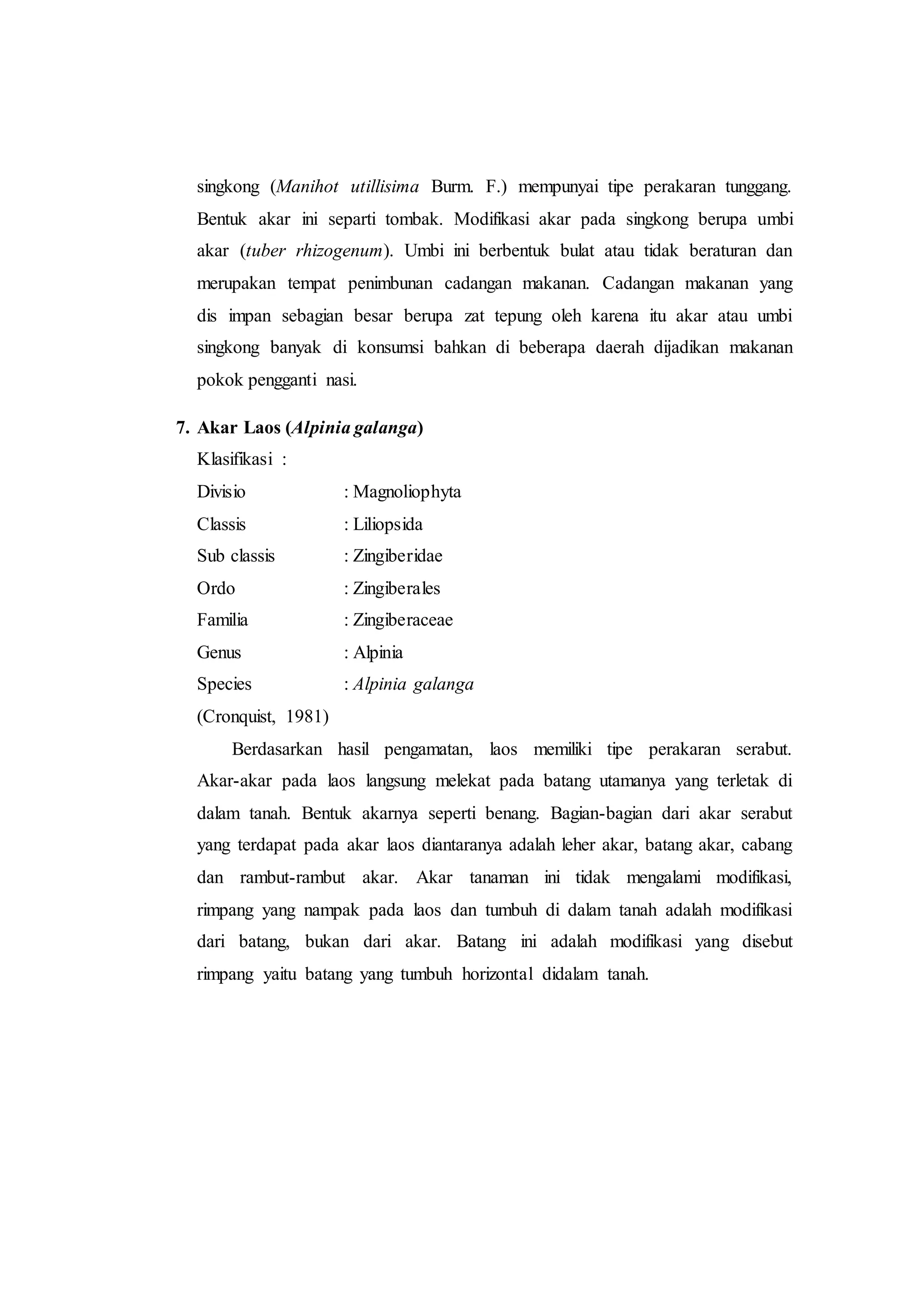 Laporan praktikum 8 akar dan modifikasinya (morfologi tumbuhan) | DOCX
