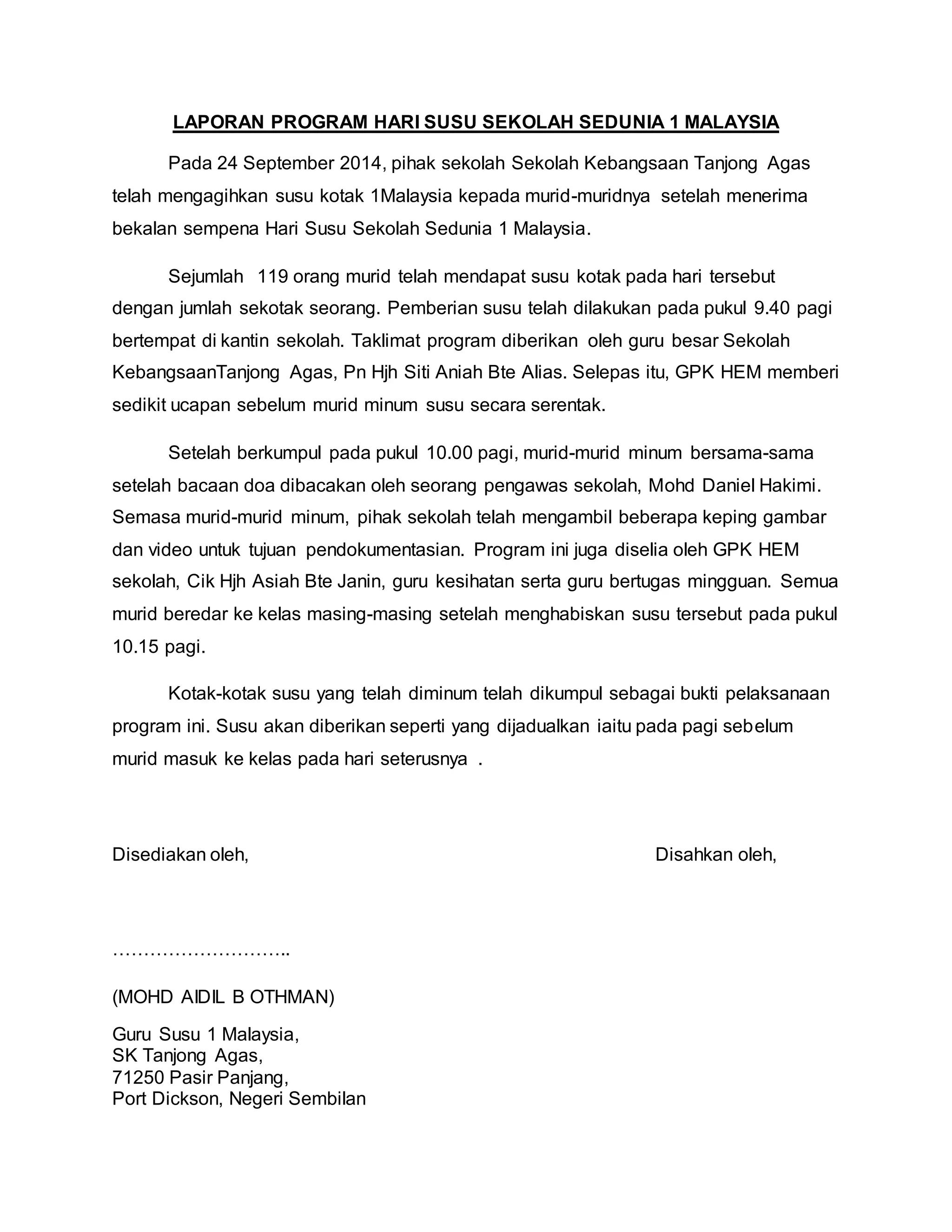 Laporan program-susu-1-malaysia | DOCX