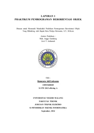 Laporan Modul 1 Praktikum Pemrograman Berbasis Objek | DOCX