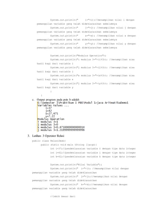 Laporan Modul 1 Praktikum Pemrograman Berbasis Objek | PDF