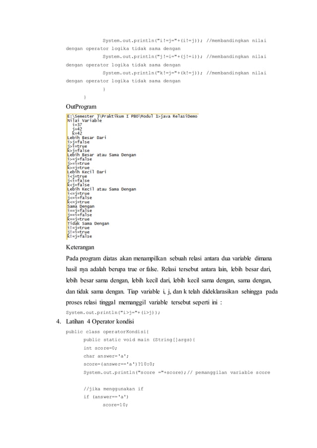 Laporan Modul 1 Praktikum Pemrograman Berbasis Objek | PDF
