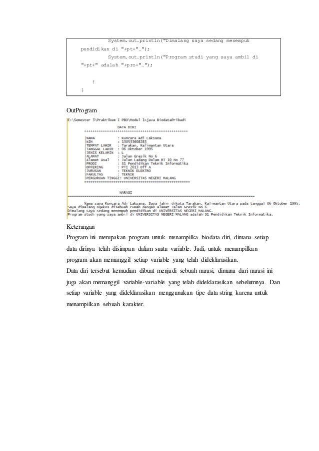 Laporan Modul 1 Praktikum Pemrograman Berbasis Objek